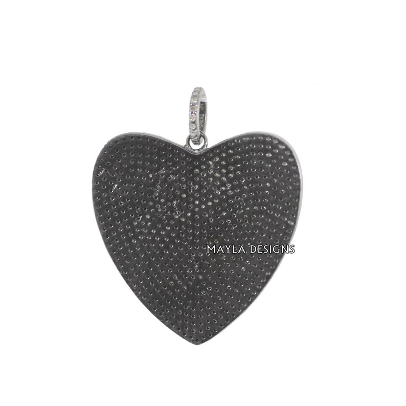 Pave Diamond Heart Pendant 925 Silver Pave Diamond Heart - Etsy
