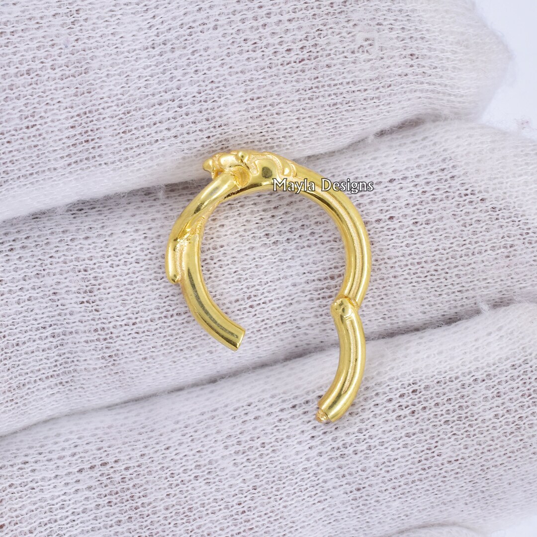 14k Solid Gold Snake Round Lock Enhancer, Carving Snake Charm Holder ...