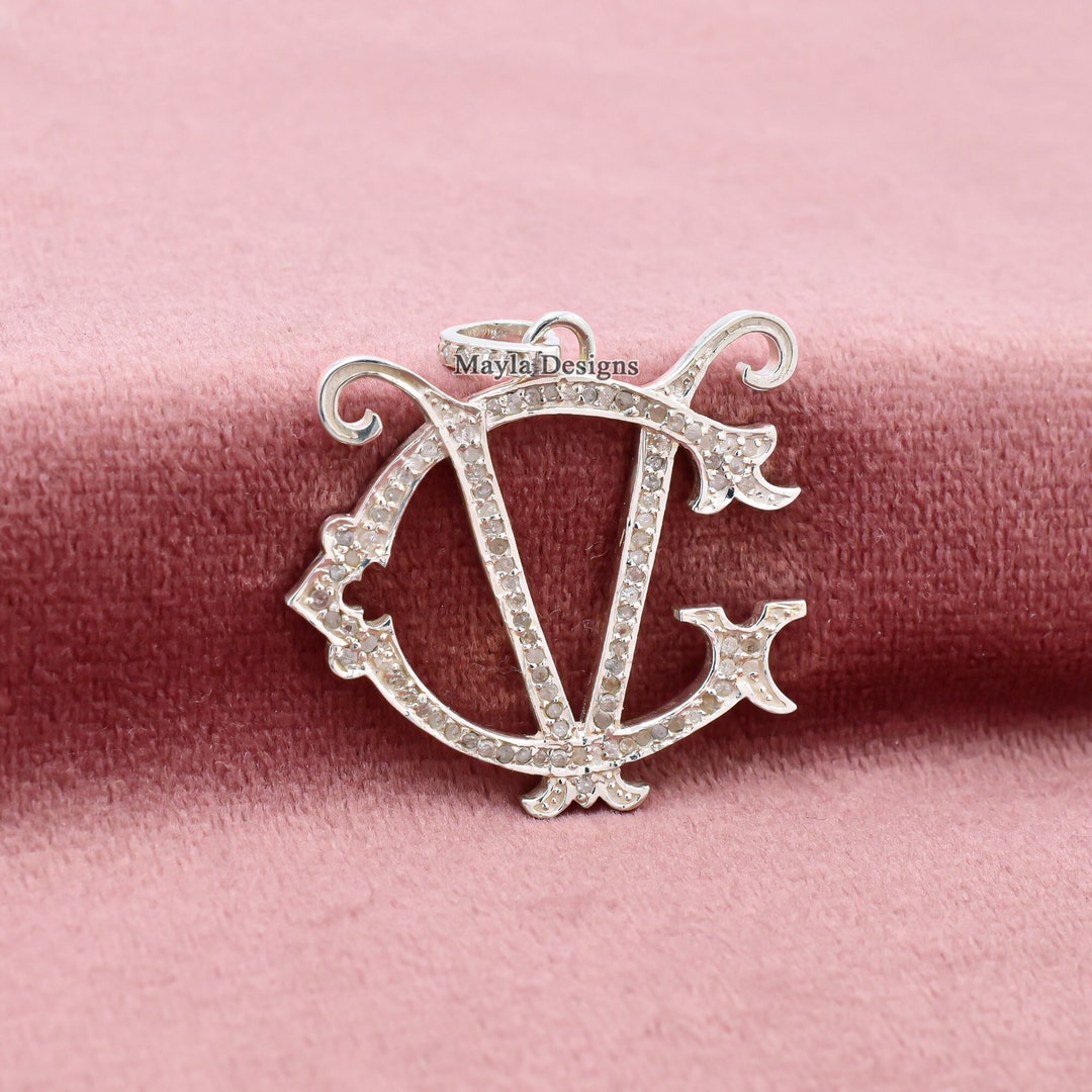 Two Initial Letter Monogram CV-VC Letter Diamond Monogram Jewelry - Etsy