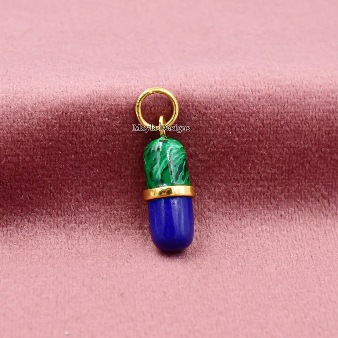 Designer Gemstone Capsule Pill Charm Custom Gemstone Pill Charm Jewelry ...