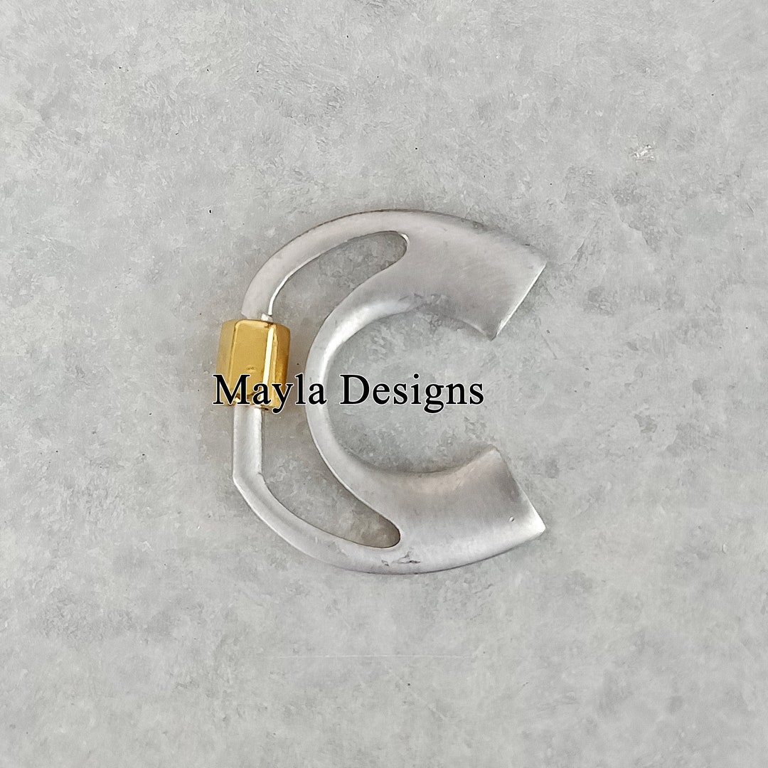 Letter Carabiner Lock, C Letter Carabiner Lock, 925 Silver Letter ...