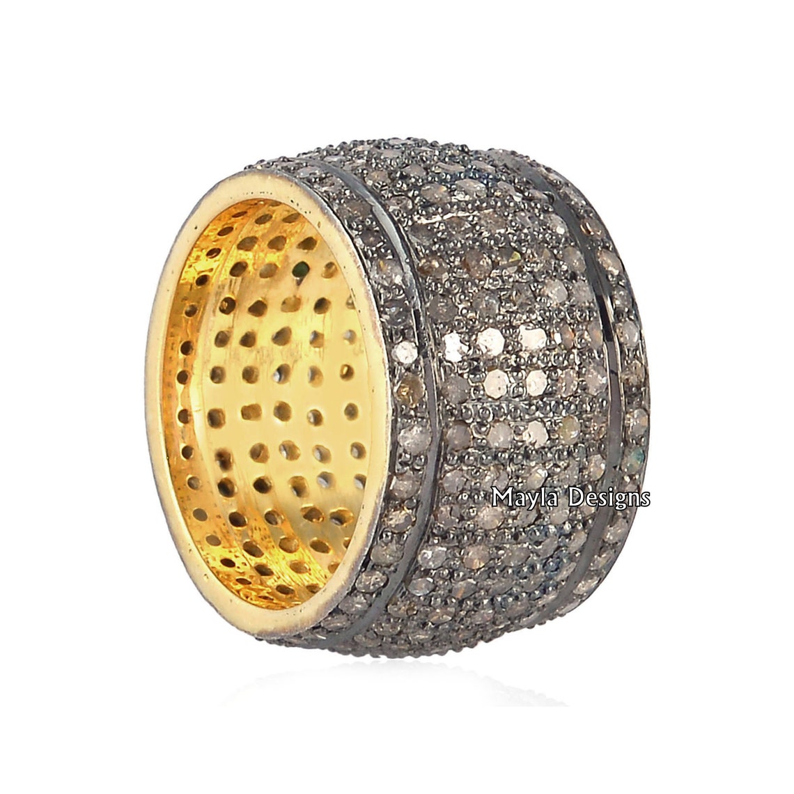 Women Pave Diamond Band Cigar Ring 925 Silver Diamond Cigar | Etsy