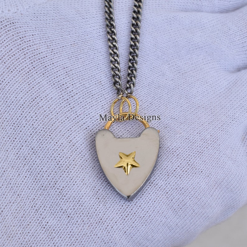 Vintage Padlock Necklace 925 Silver Star Padlock Jewelry - Etsy