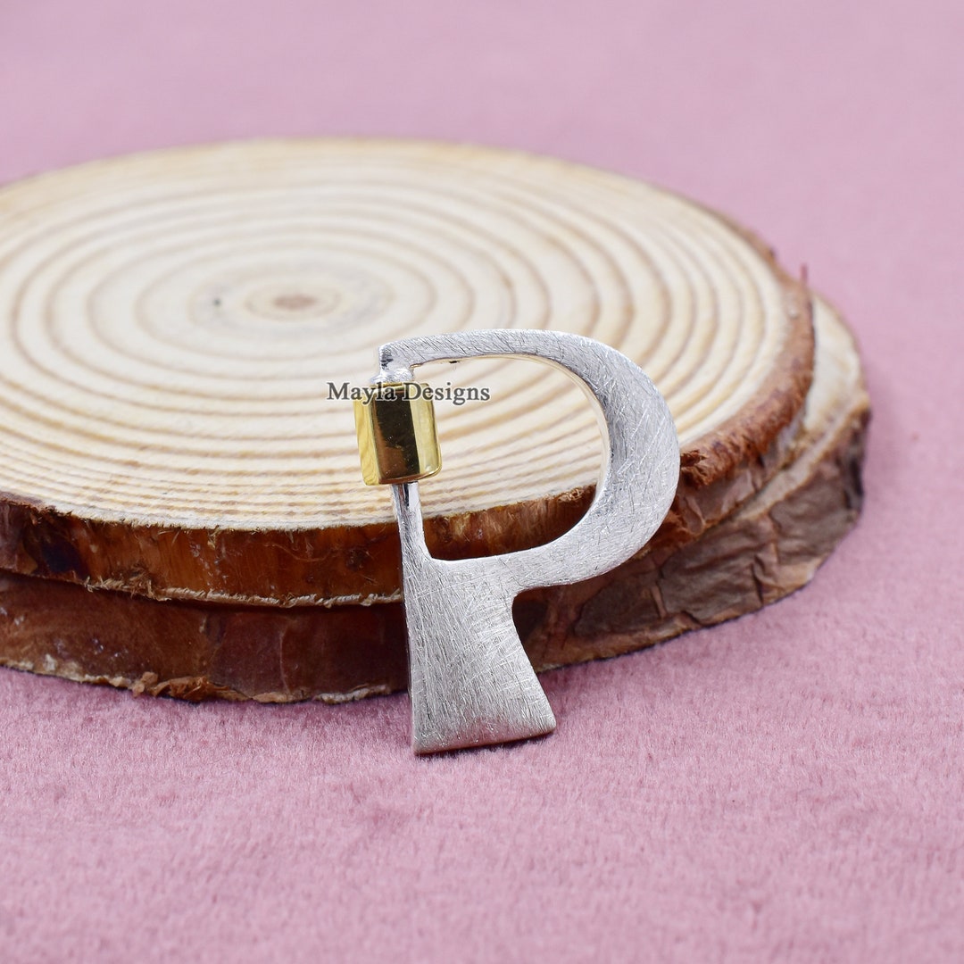 All Letter Carabiner Lock, Custom P Letter Carabiner Lock, 925 Silver ...