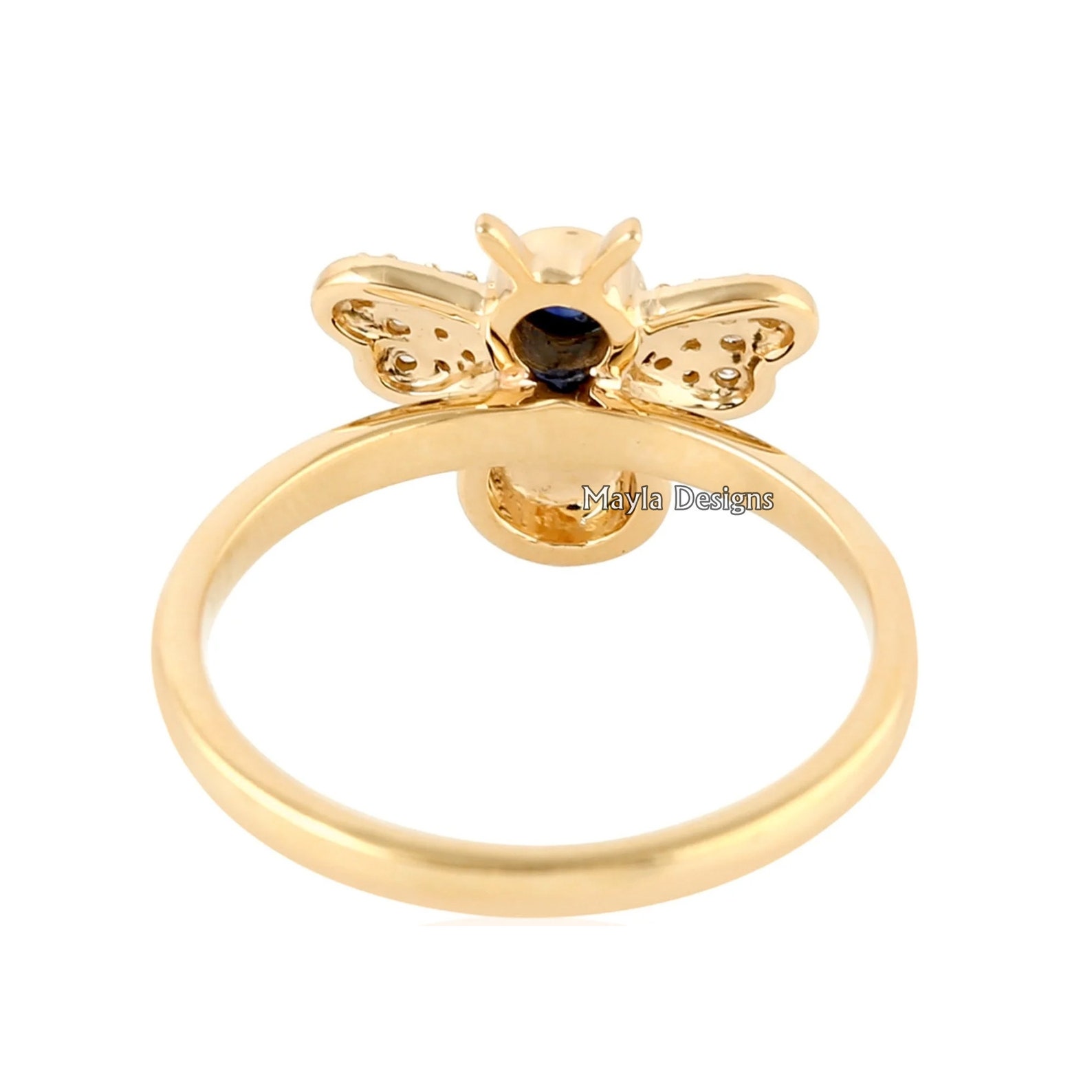 New Designer Honey Bee Ring Blue Sapphire Enamel Bee Ring - Etsy UK