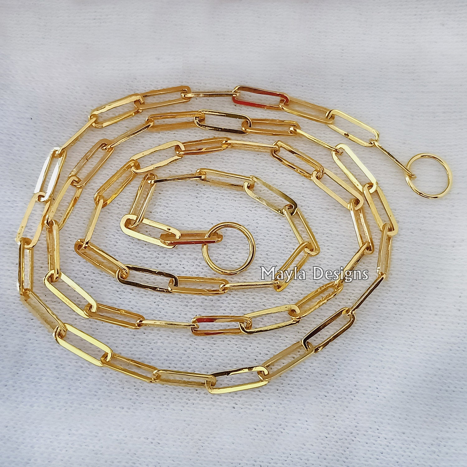 14k Solid Yellow Gold Paperclip Chain Necklace Gold Link | Etsy