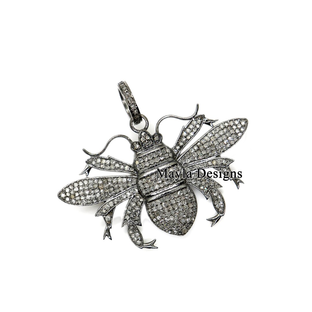925 Silver Diamond Insect Pendant, Pave Diamond Insect Pendant ...