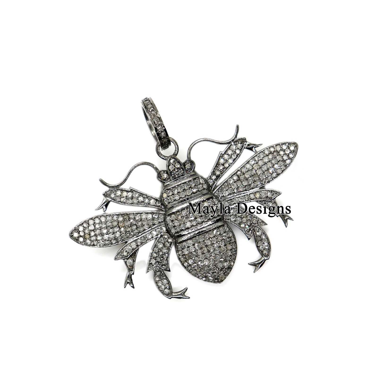 925 Silver Diamond Insect Pendant Pave Diamond Insect - Etsy