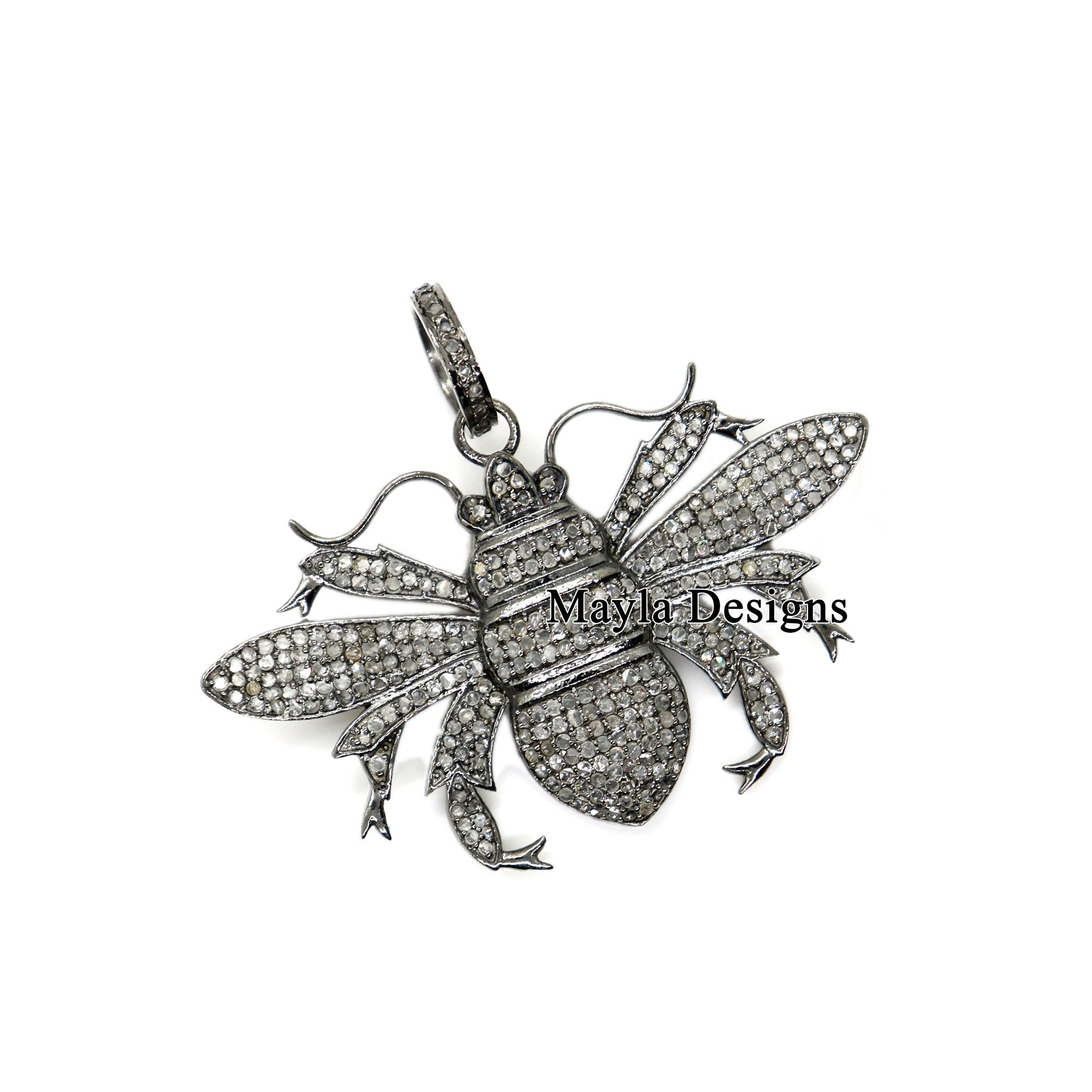 925 Silver Diamond Insect Pendant Pave Diamond Insect - Etsy