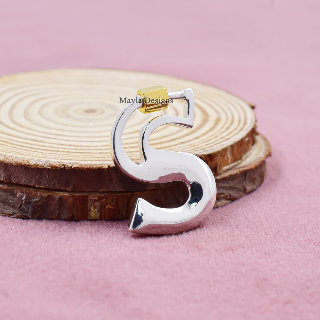 All Letter Carabiner Lock, Custom S Letter Carabiner Lock, 925 Silver ...