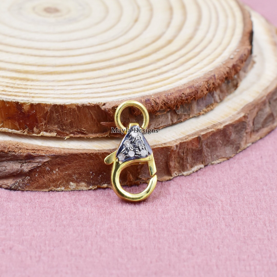 Diamond Mini Lock, 925 Silver Gold Plated Clasp Lock, Diamond Clasp ...