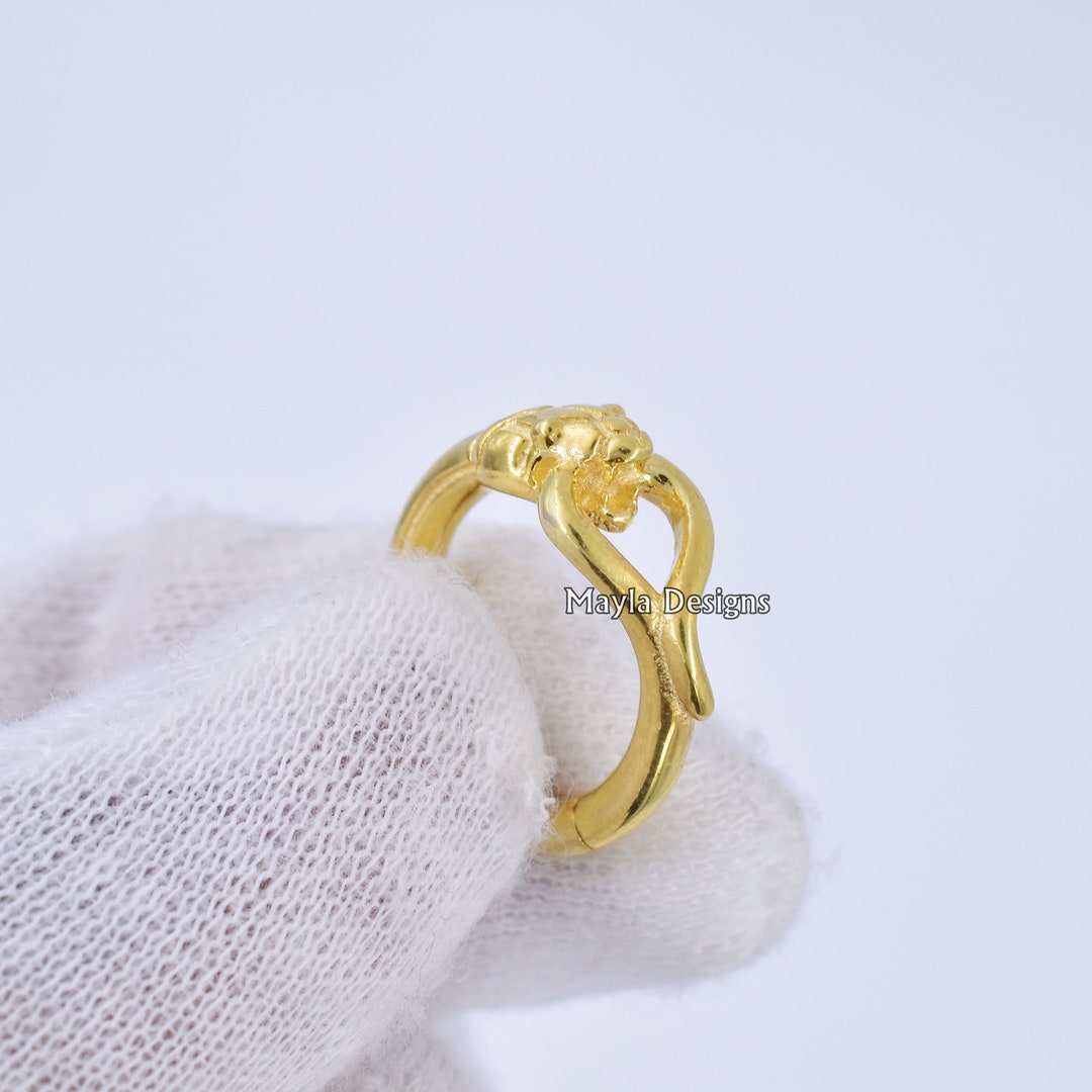 9k Solid Gold Snake Lock Enhancer, Carving Snake Charm Holder, Gold ...