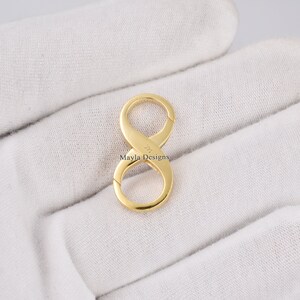 14K Solid Gold Infinity Enhancer, Plain Gold Infinity Charm Holder Lock ...
