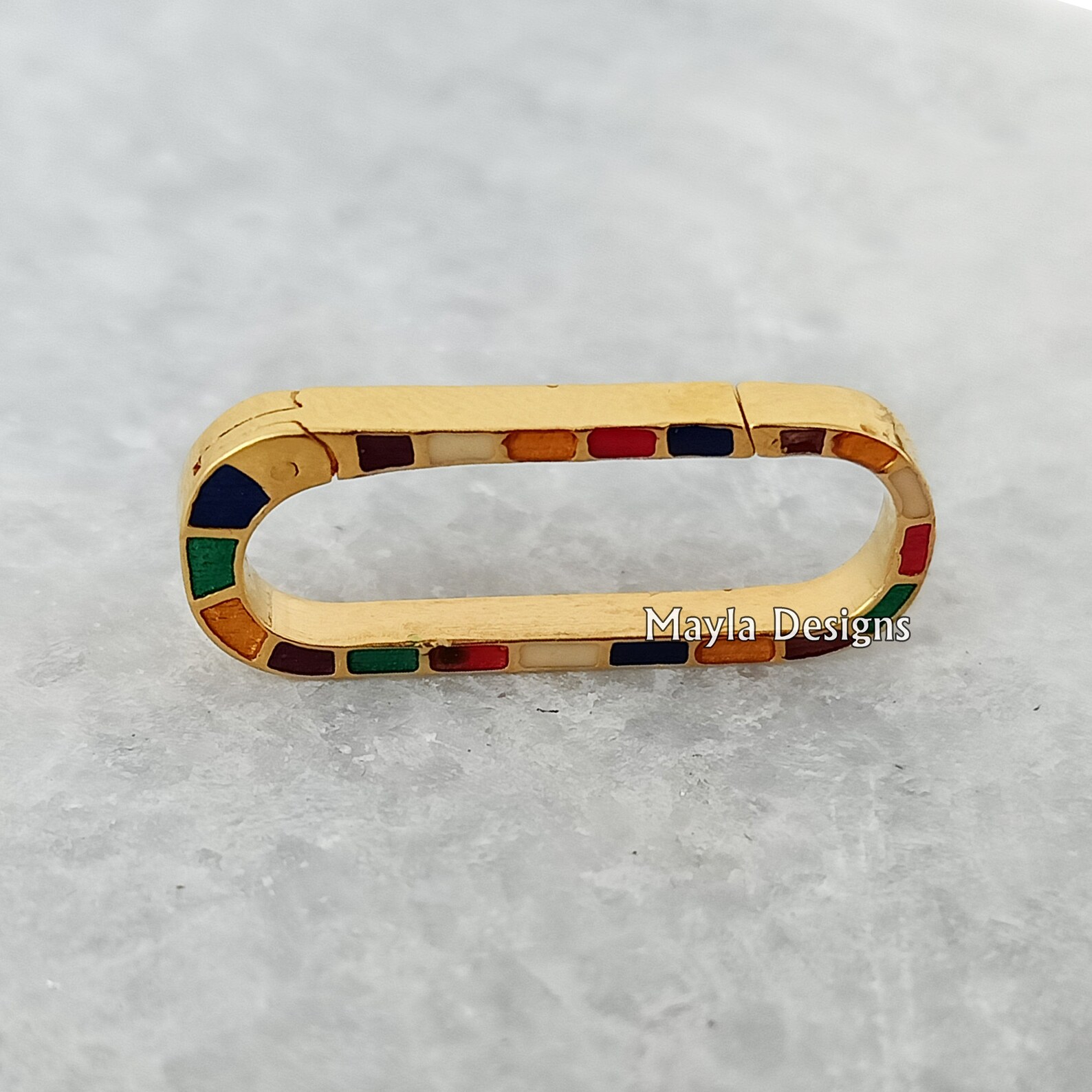 Multi Enamel Snap Lock Jewelry 14k Gold Enamel Oval Snap | Etsy