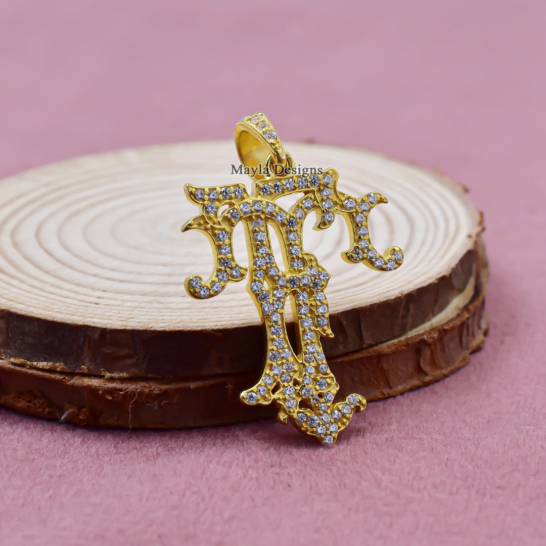 14K Yellow Gold Plated Monogram, Cubic Zirconia Monogram, FT-TF Letter ...