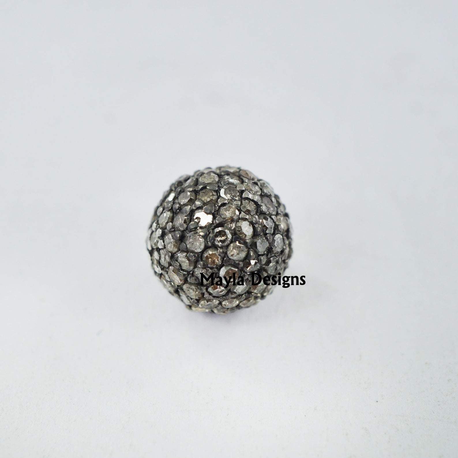 Pave Diamond Beads Ball Findings Handmade Pave Diamond Beads - Etsy