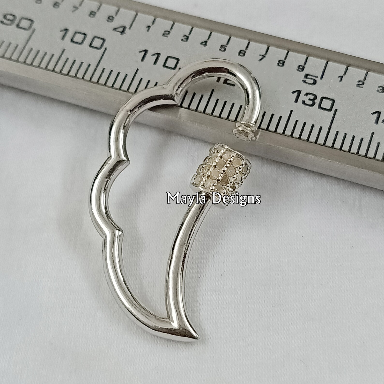 New Feather Carabiner Lock Pave Diamond Carabiner Lock 925 | Etsy