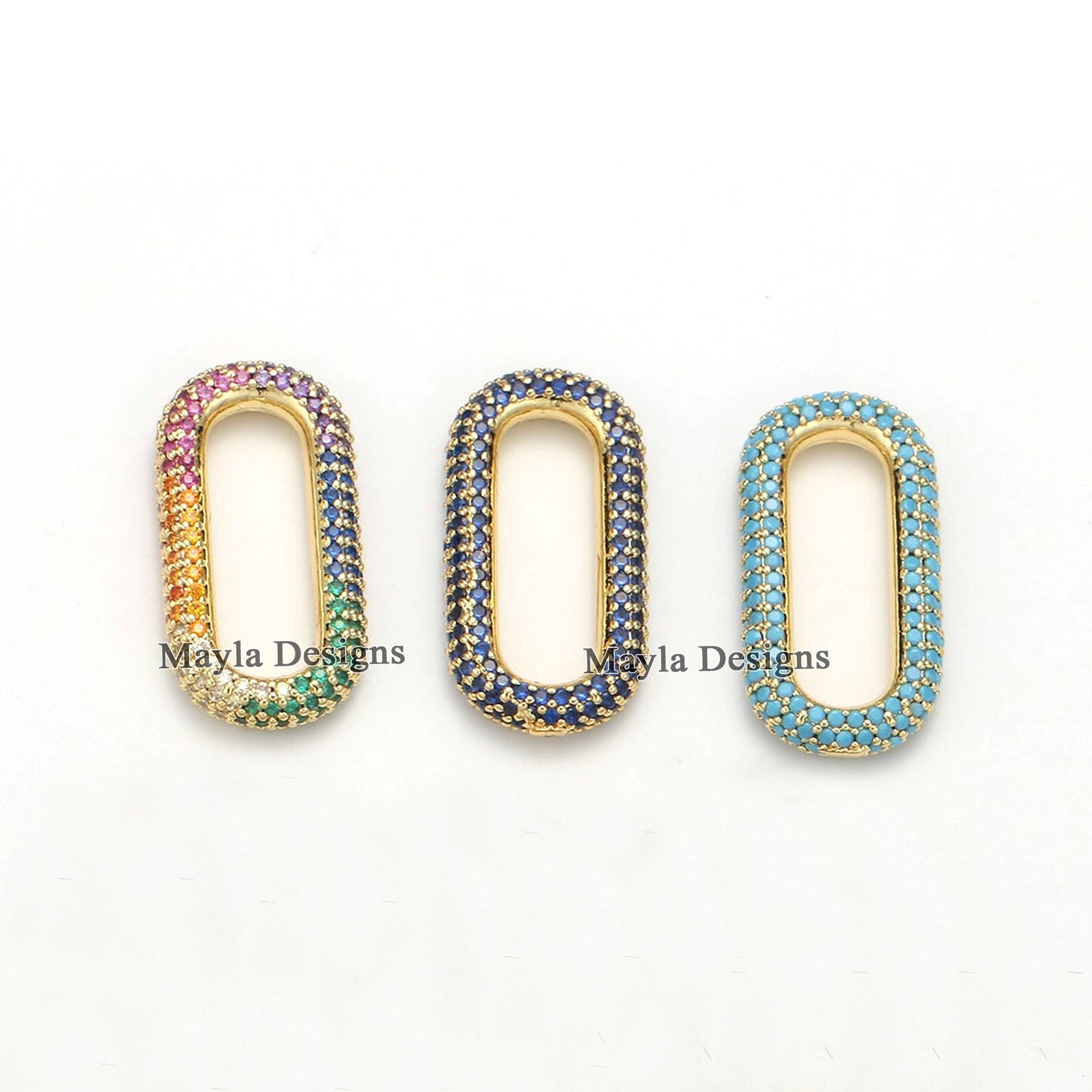 Multi Stone Charm Connector 14k Gold Vermeil Charm Holder - Etsy