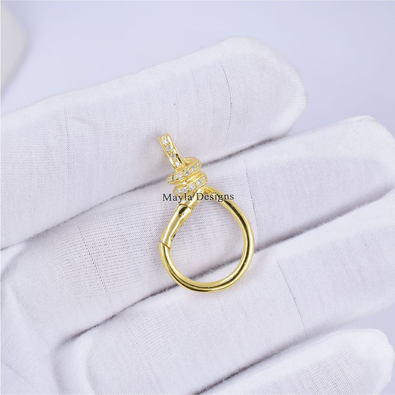 Designer Diamond Claps Lock Diamond Charm Holder Pave - Etsy