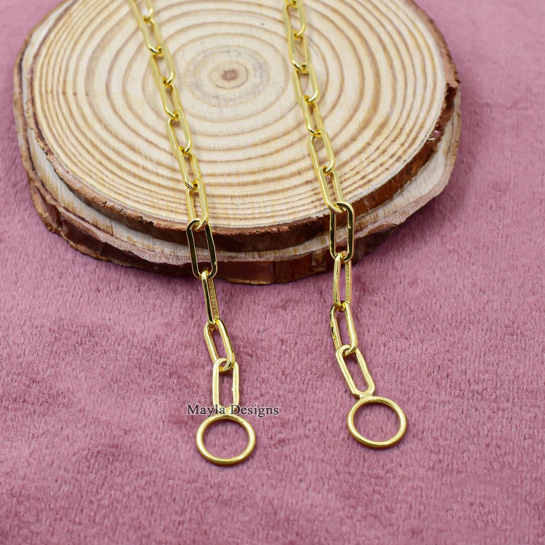 Handmade Gold Plated Carabiner Lock Chain Jewelry, Carabiner Link Bar ...