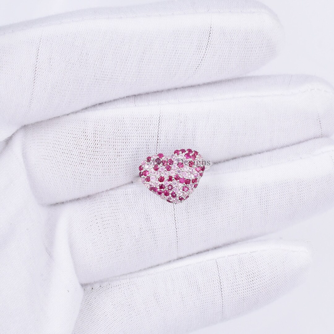 Valentine Day Rings Heart Ring Jewelry Ruby & Light Pink - Etsy