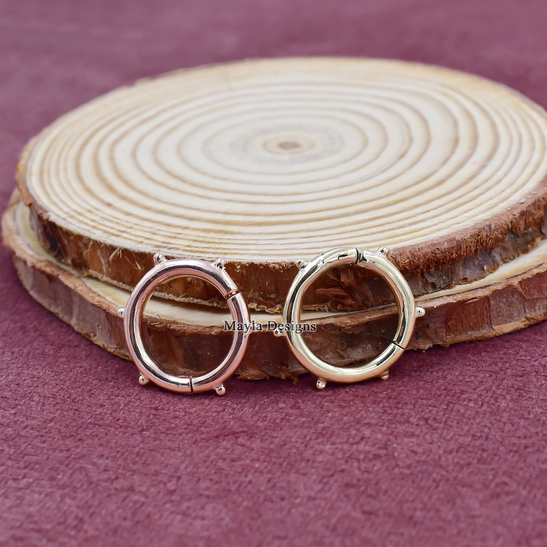 14k Yellow & Rose Gold Round Push Lock Clasp (15x15 Mm) - Etsy