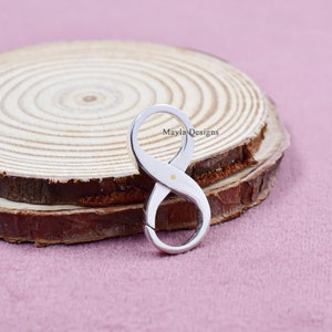 14K Solid Gold Infinity Enhancer, Plain Gold Infinity Charm Holder Lock ...