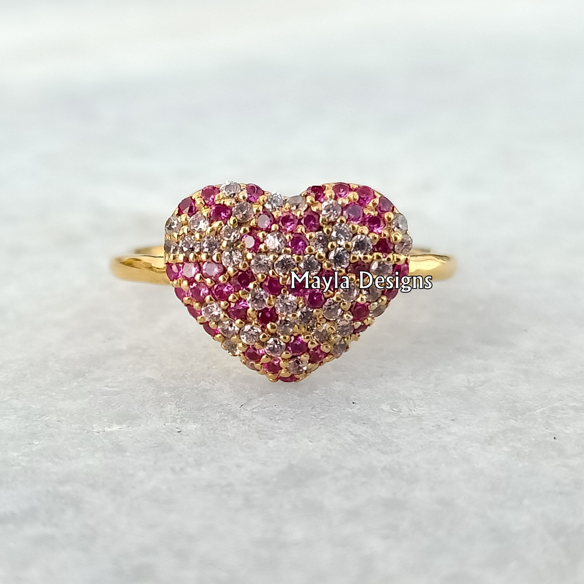 Valentine Day Rings Heart Ring Jewelry Pink Sapphire Heart | Etsy