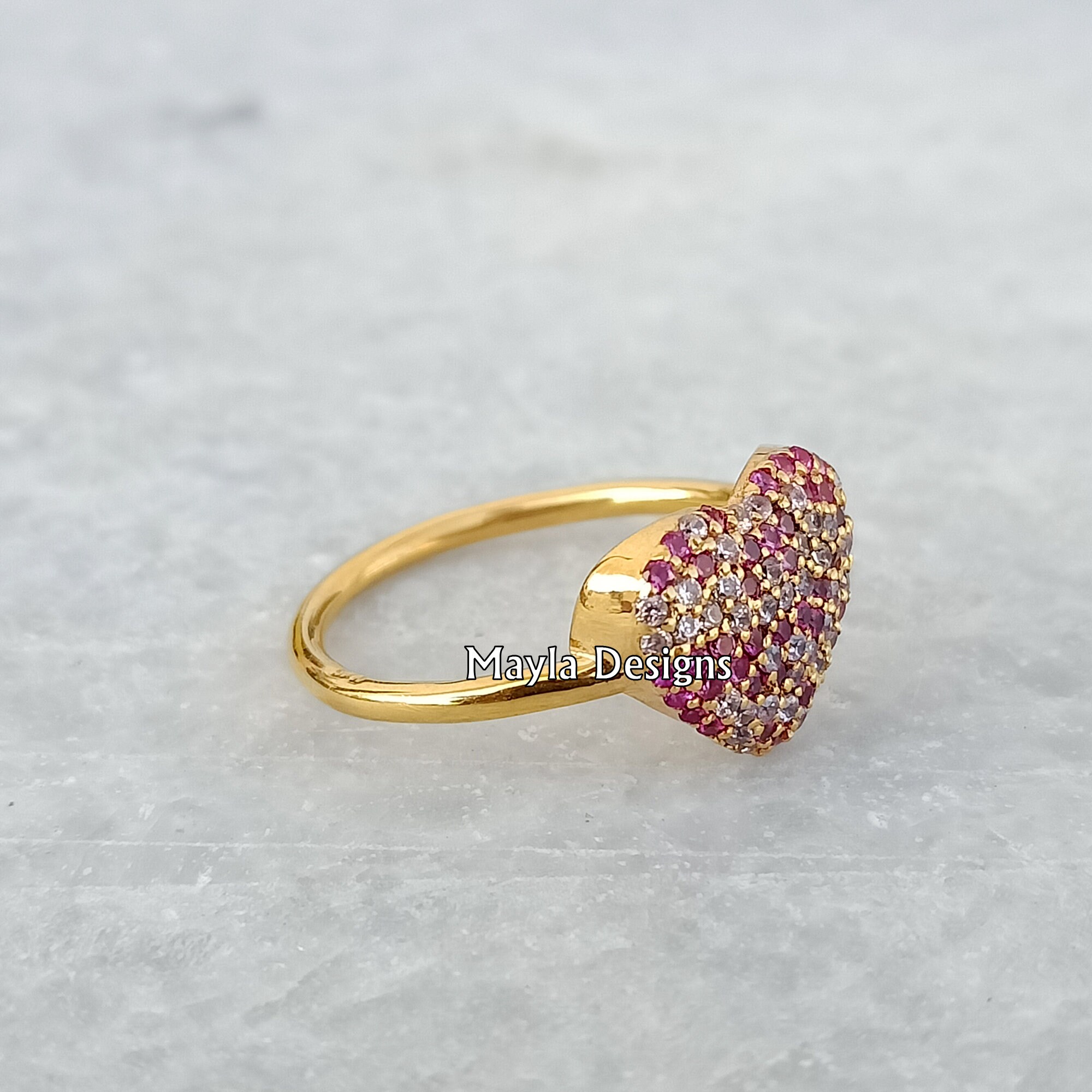 Valentine Day Rings Heart Ring Jewelry Pink Sapphire Heart | Etsy