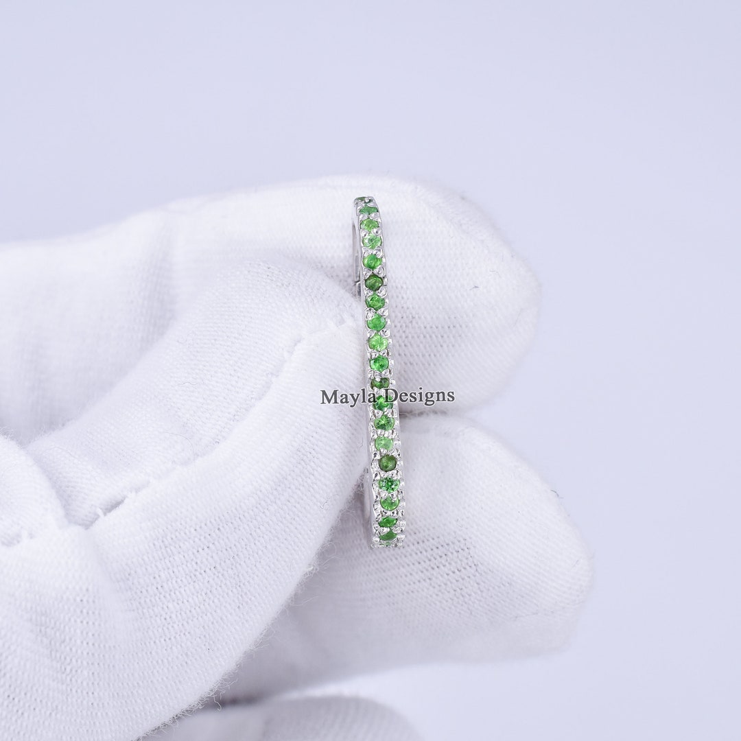 925 Silver Emerald Push Lock, Gemstone Charm Holder, Silver Gemstone ...