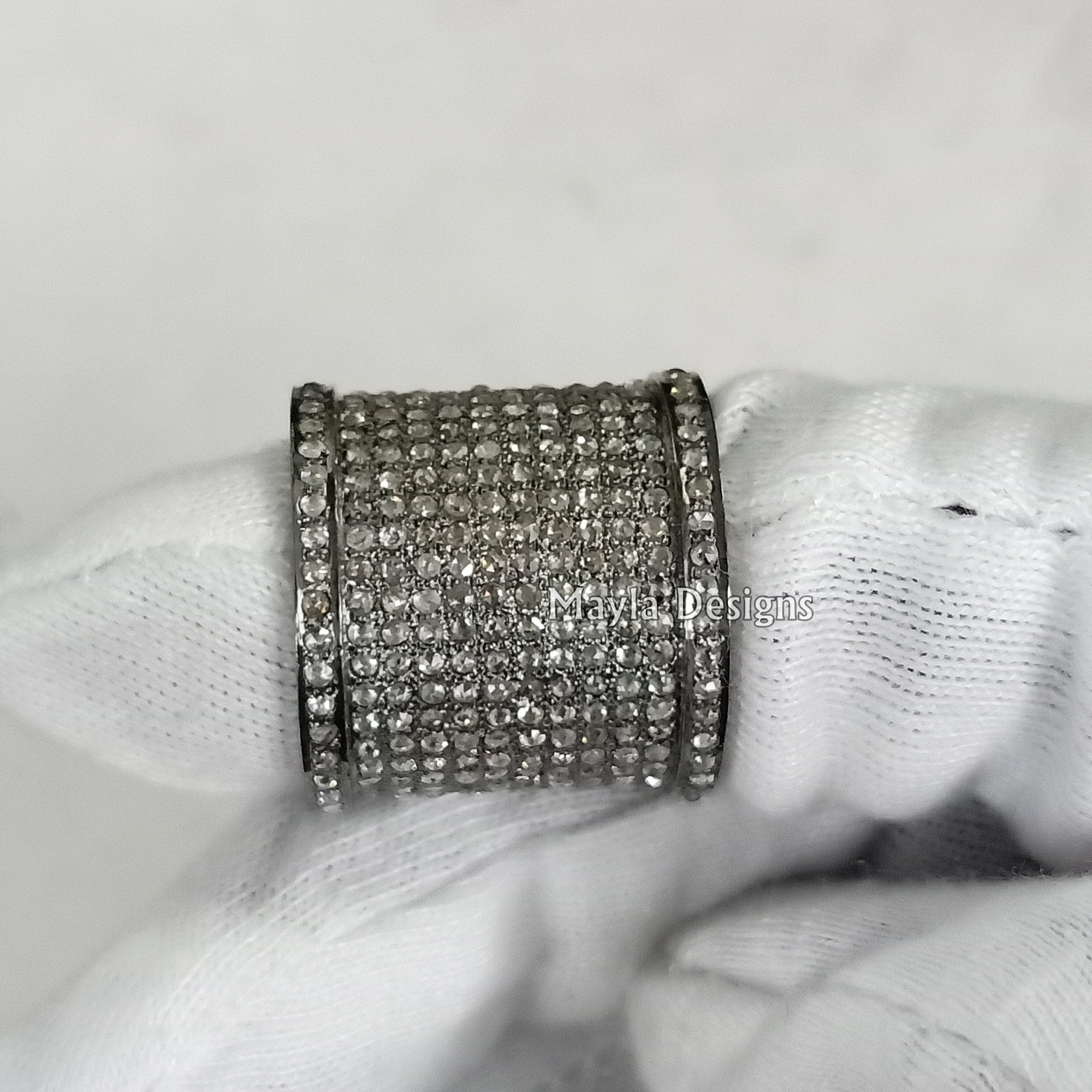 925 Sterling Silver Pave Diamond Cigar Band Ring Women - Etsy UK 925 Sterling Silver Pave Diamond Cigar Band Ring Women - Etsy UK