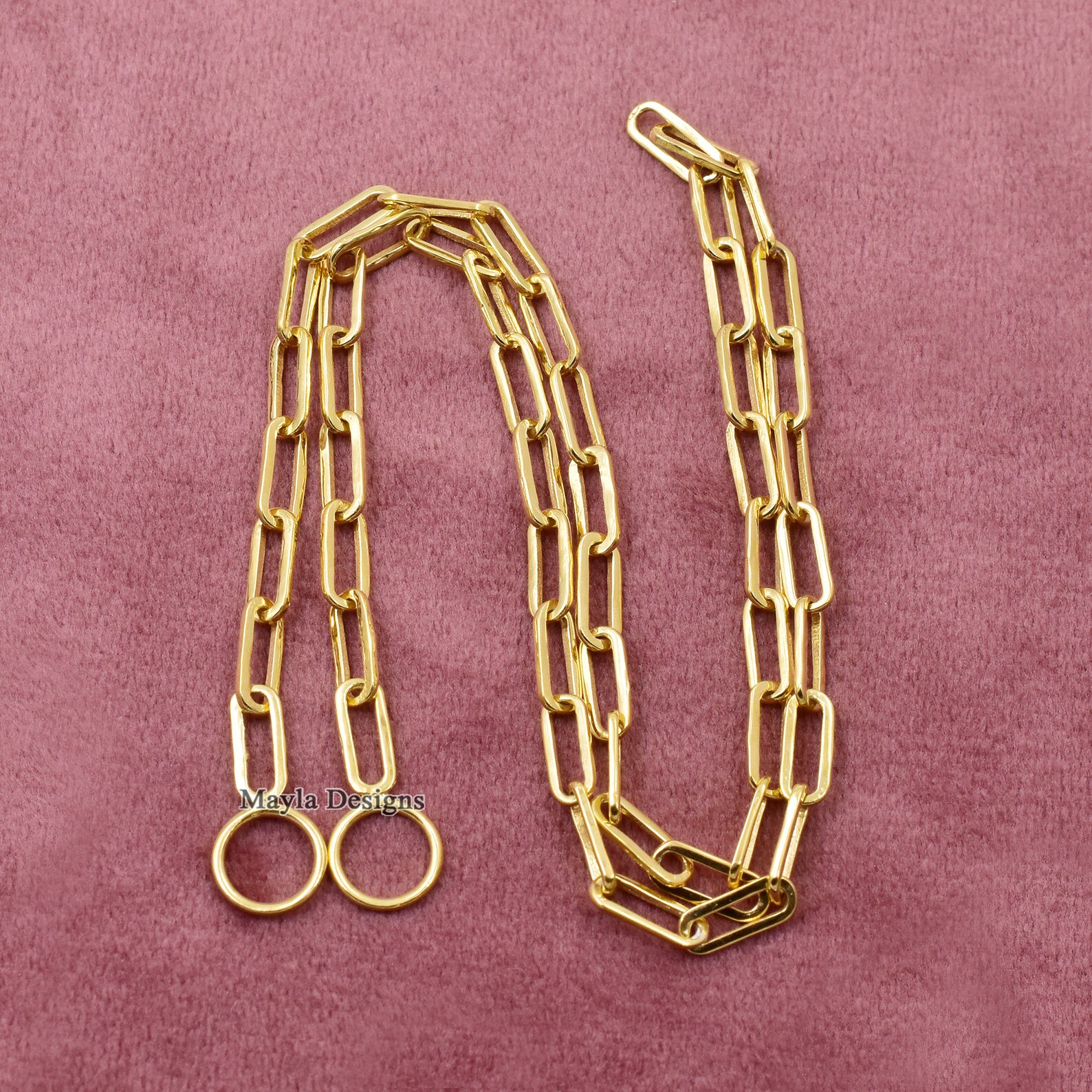14k Solid Yellow Gold Paperclip Chain Necklace Gold Link - Etsy