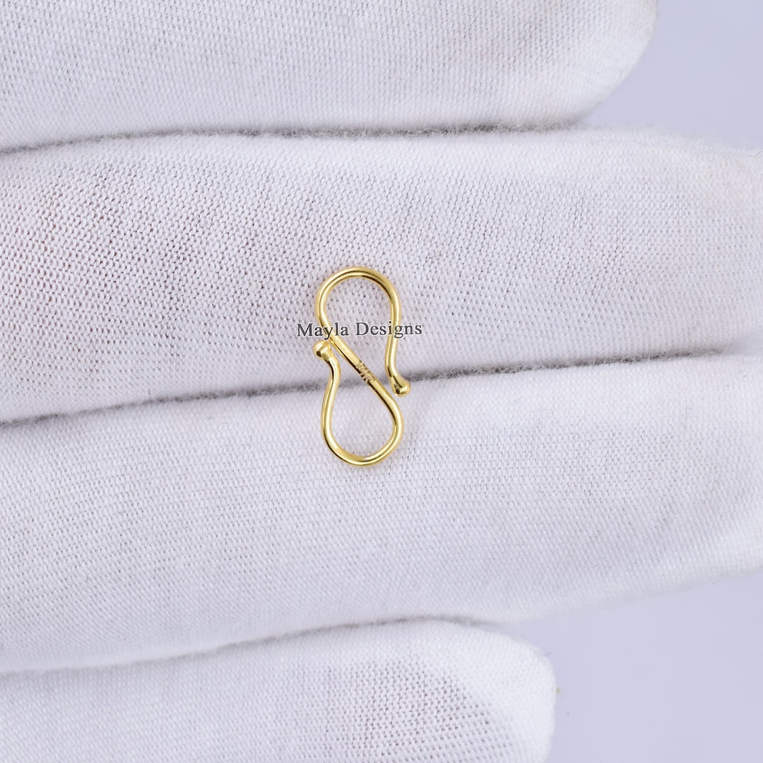 9K Yellow Gold S Hook Lock, Gold Chain Hool Lock, Plain S Shape Lock ...