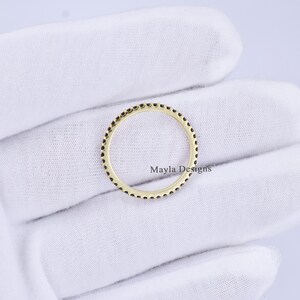 14k Gold Vermeil Black Spinel Band Ring, Gold Spinel Thin Band Ring ...