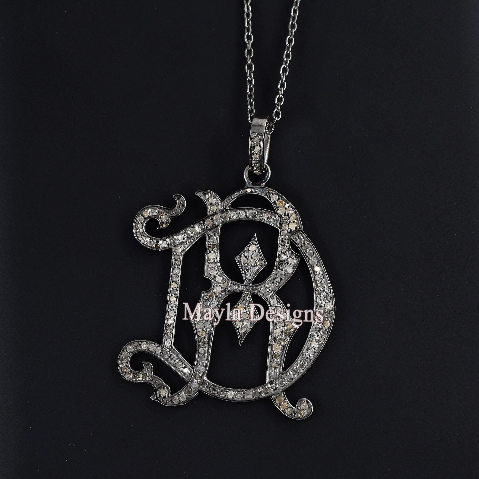 Vintage Diamond Monogram Jewelry Two Letter Monogram DR RD - Etsy