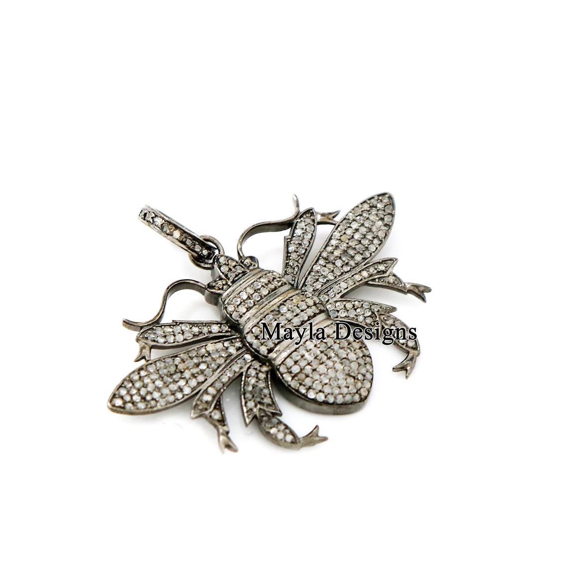 925 Silver Diamond Insect Pendant Pave Diamond Insect - Etsy