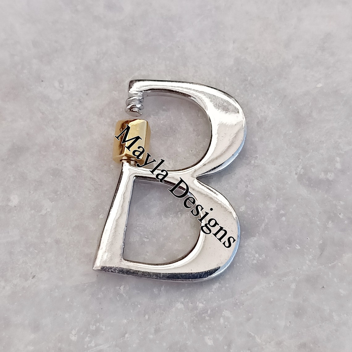 Letter B Alphabet Carabiner Lock 925 Silver Carabiner Letter - Etsy