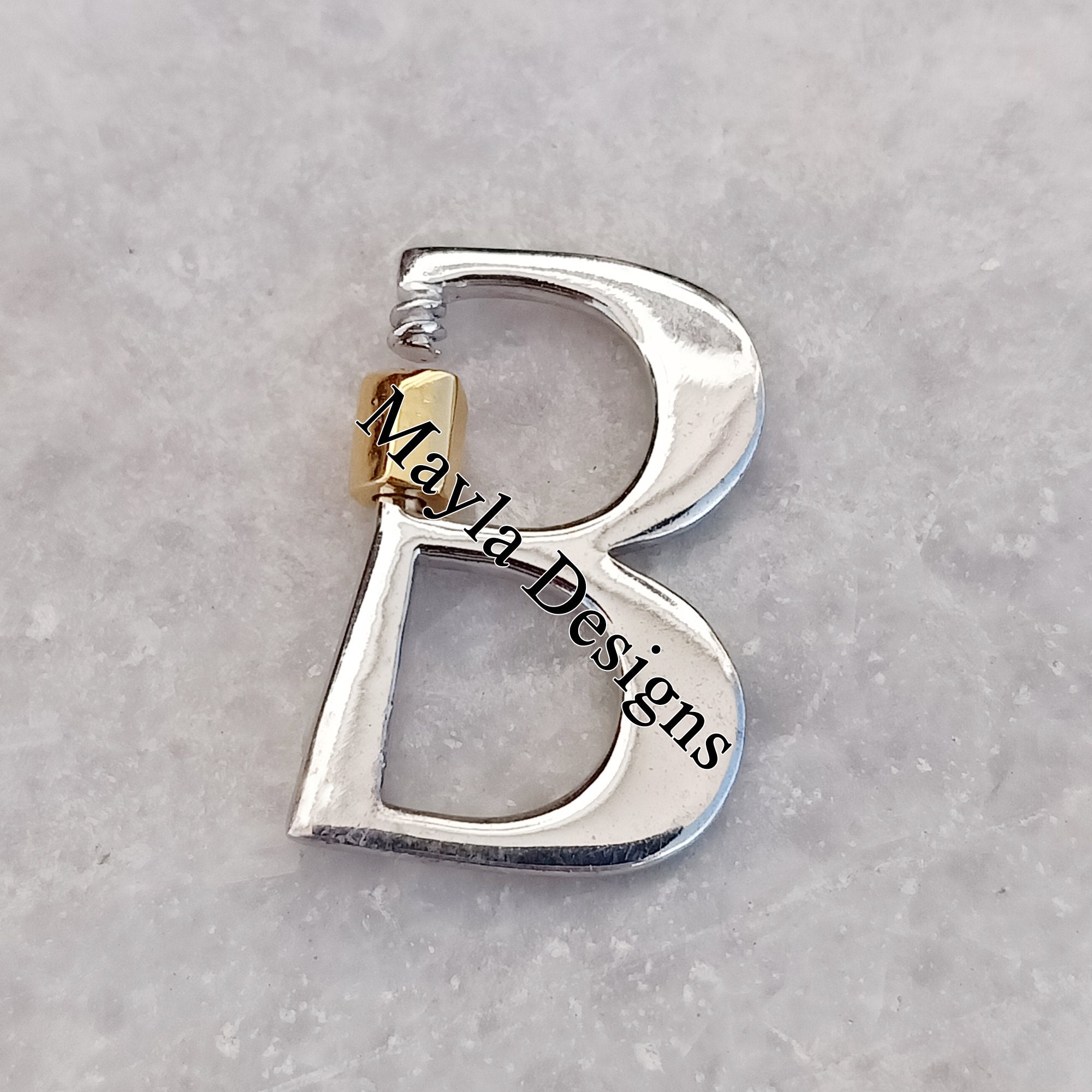 Letter B Alphabet Carabiner Lock 925 Silver Carabiner Letter - Etsy