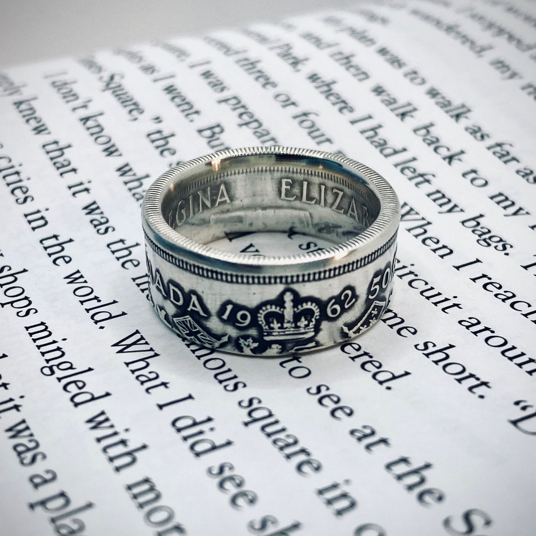 Canadian Coin Ring Silver 50 Cent / Half Dollar Ring 1959 1966 Great ...