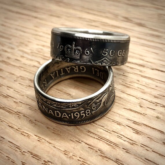 Jewelry Making & Beading half dollar silver coin ring Canada 50 cent ...