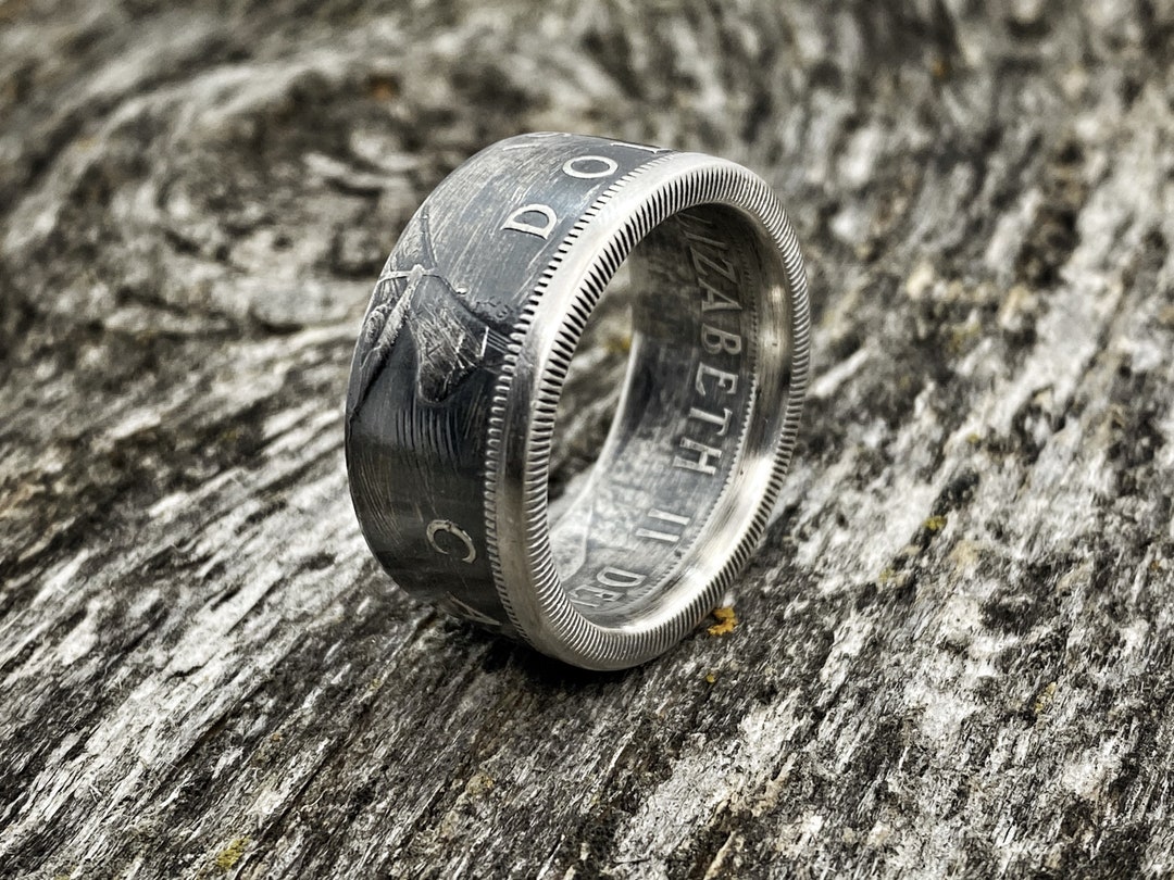 Canadian Coin Ring - Silver Dollar Ring - Great for Gifts, Wedding Band ...
