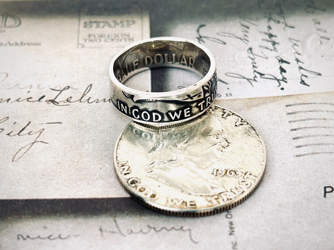 Silver USA Coin Ring - 50 Cent / Half Dollar Ring Made From a 1948 ...