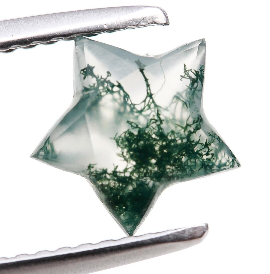 Tree Moss Agate Star Shape Carved Cut, 100% Natural Moss Loose Gemstone ...