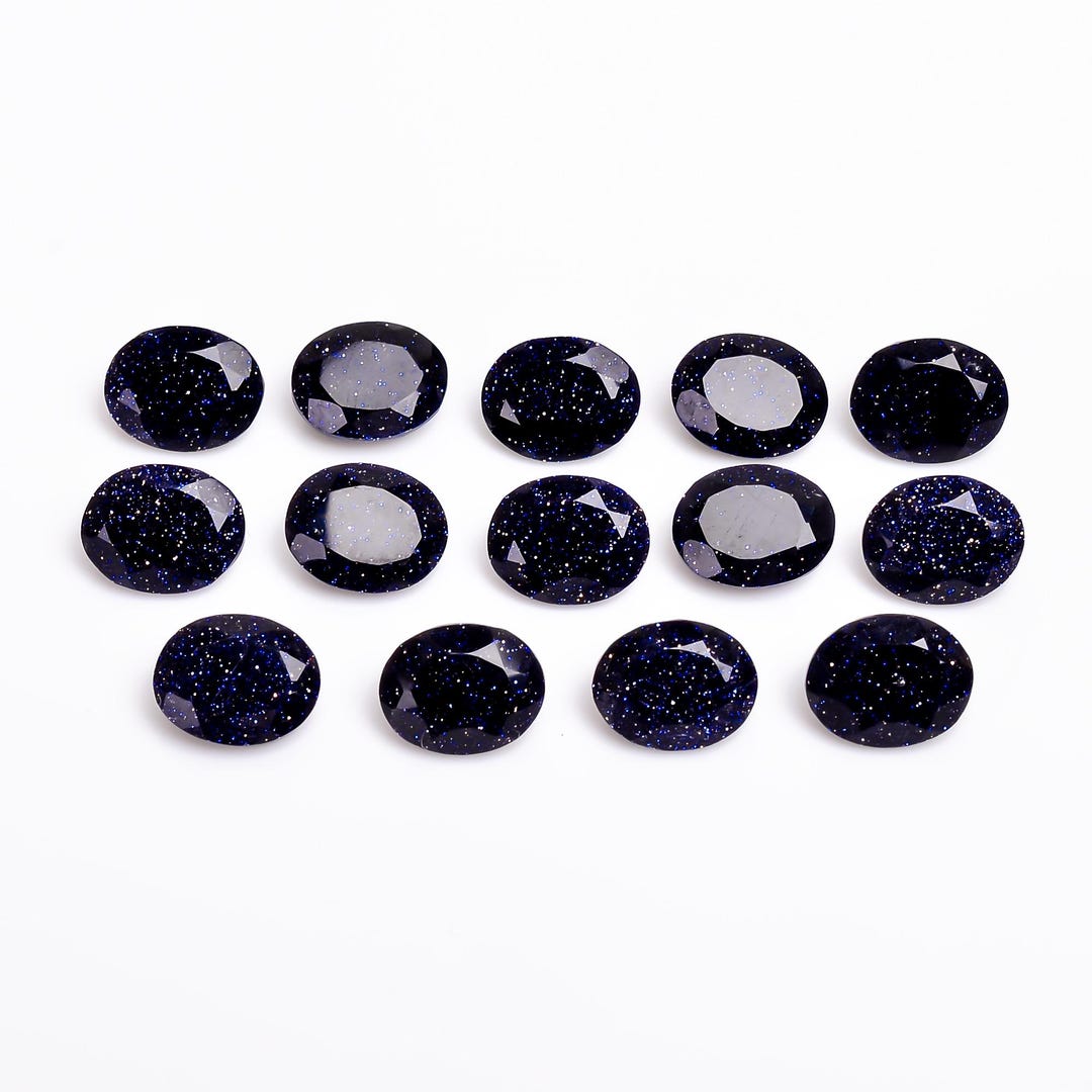 Blue Galaxy Sandstone Oval Gemstone, Faceted Loose Stone for Jewelry ...