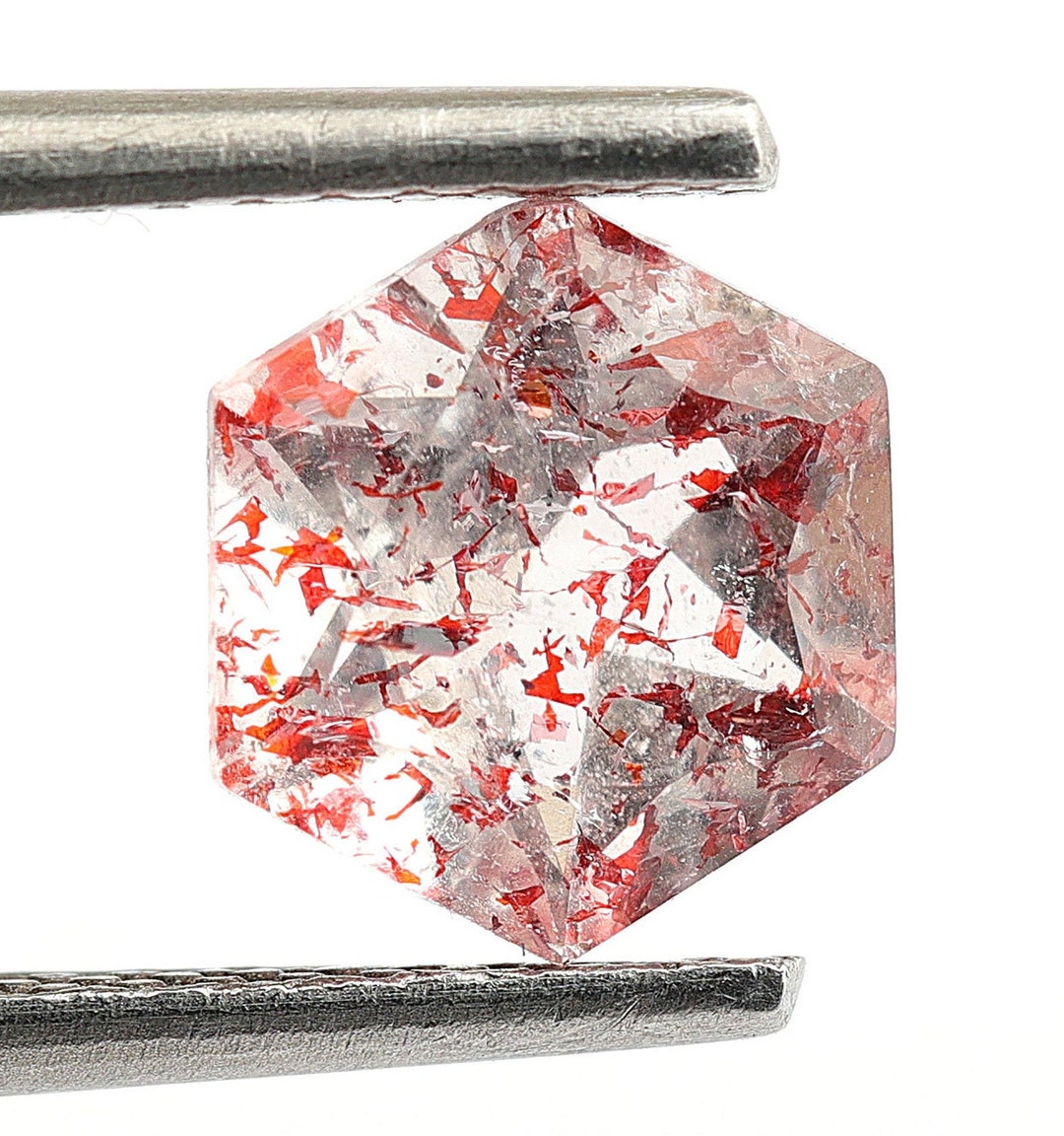 Natural Super Seven Quartz Hexagon Gemstone, Lepidocrocite Inclusion ...