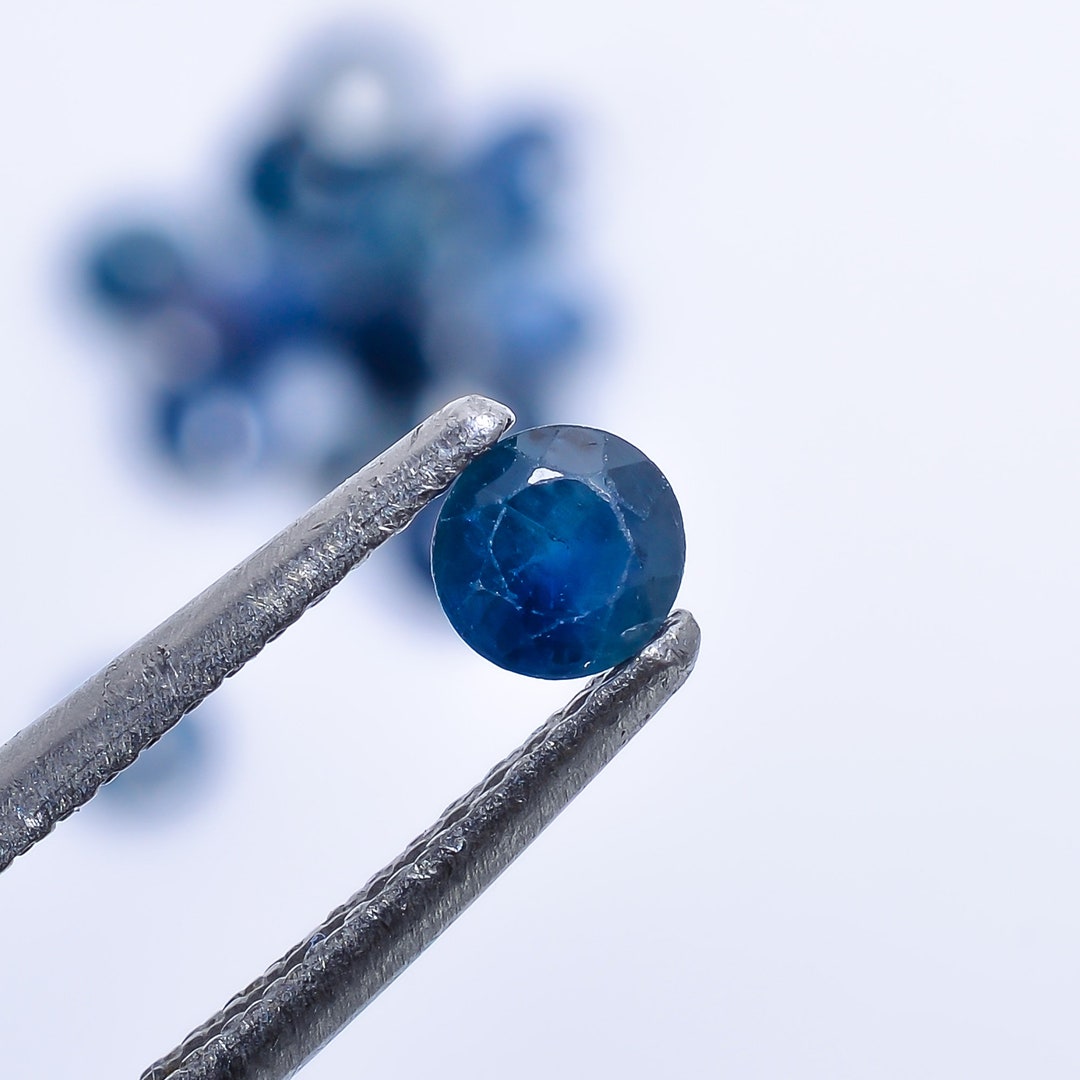 Natürlicher blauer Saphir runde Form lose Edelstein Schmuck - Etsy.de