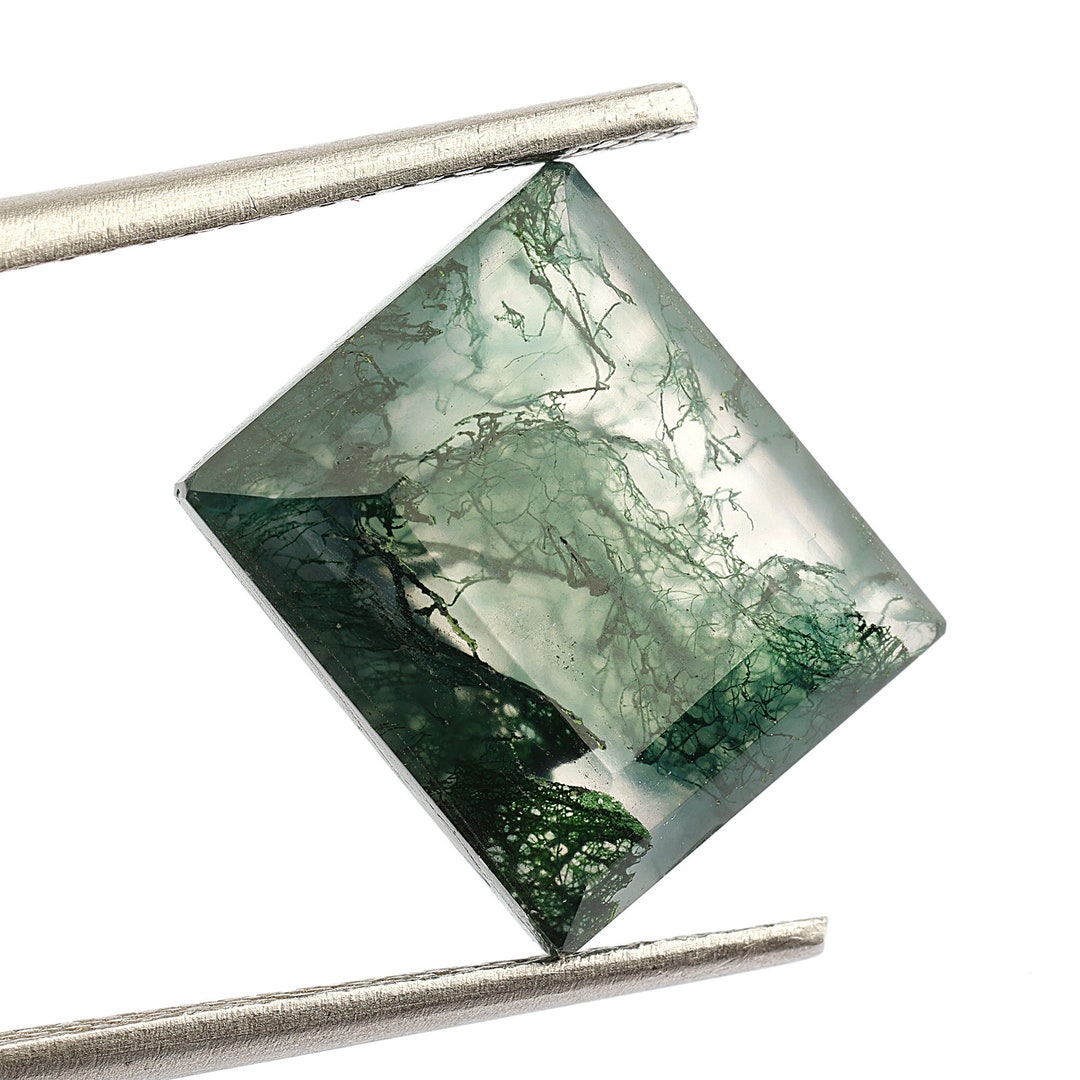 Natural Moss Agate Gemstone, Rectangle Faceted Cut, 12x10mm - Etsy