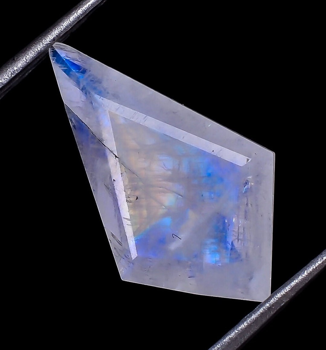 Rainbow Moonstone Kite Step Cut, Natural Blue Moonstone Loose Gemstone ...