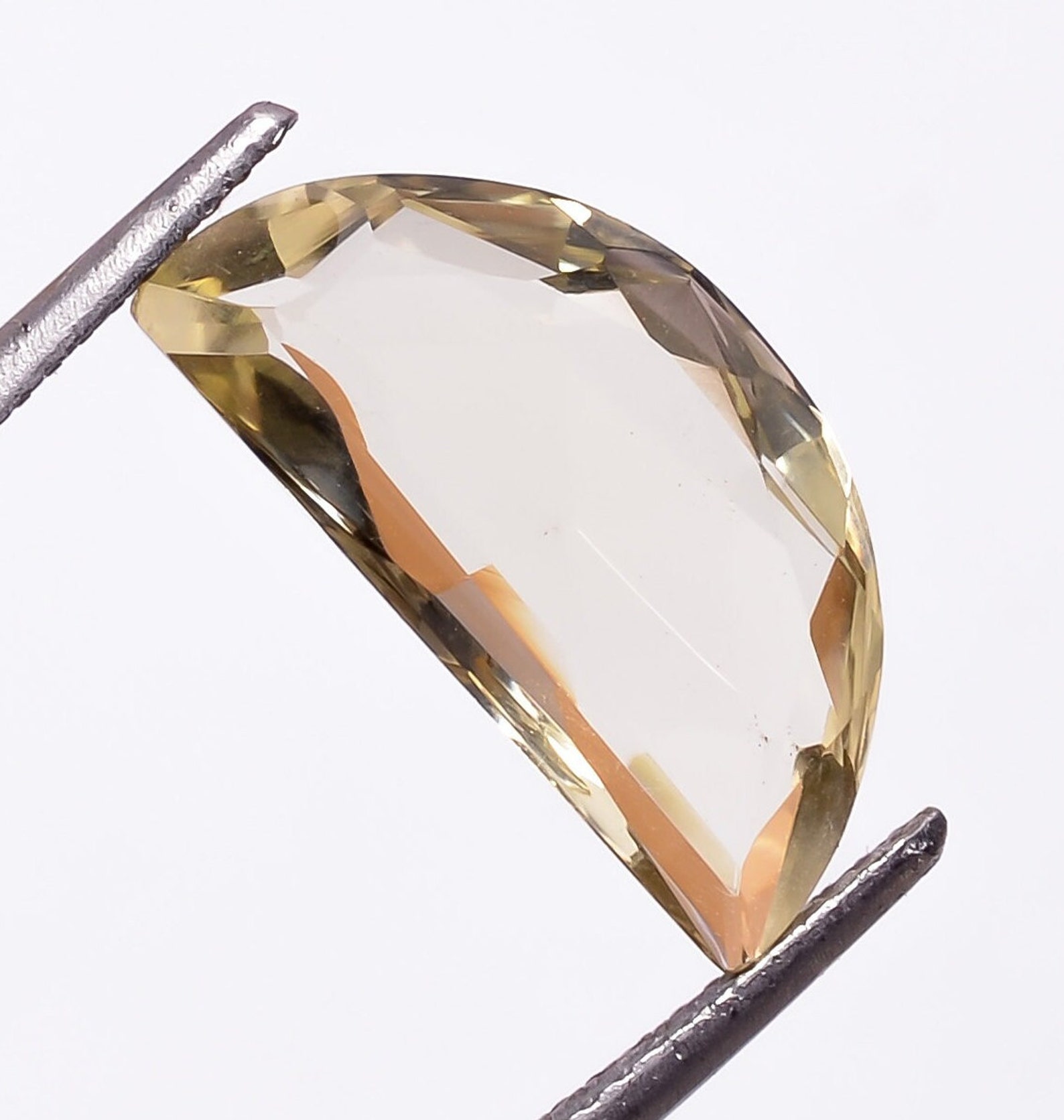 100% Natural Lemon Half Moon Shape Gemstone, Lemon Quartz D Shape ...