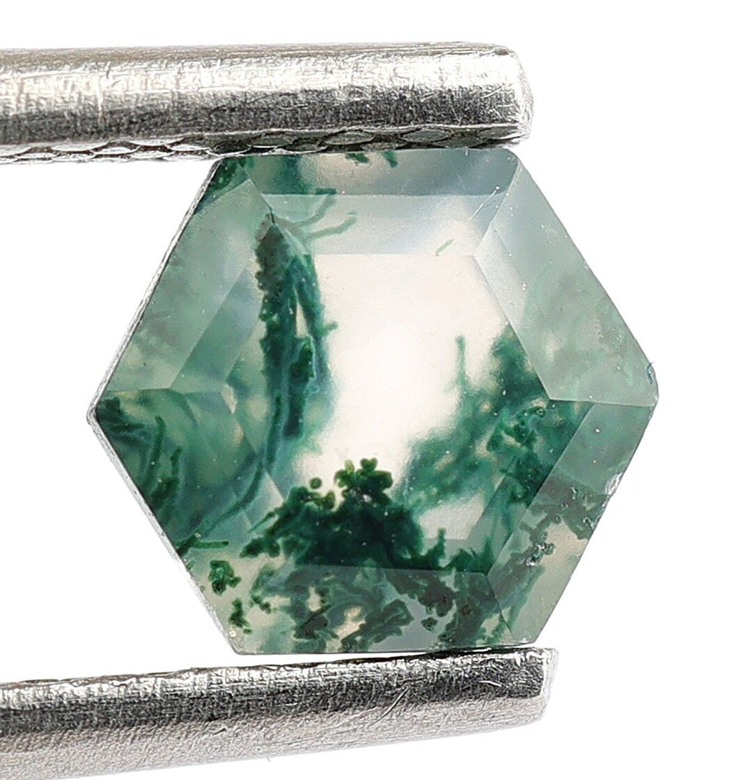 Moss Agate Hexagon Shape Brilliant Cut, Natural Moss Loose Gemstone for ...